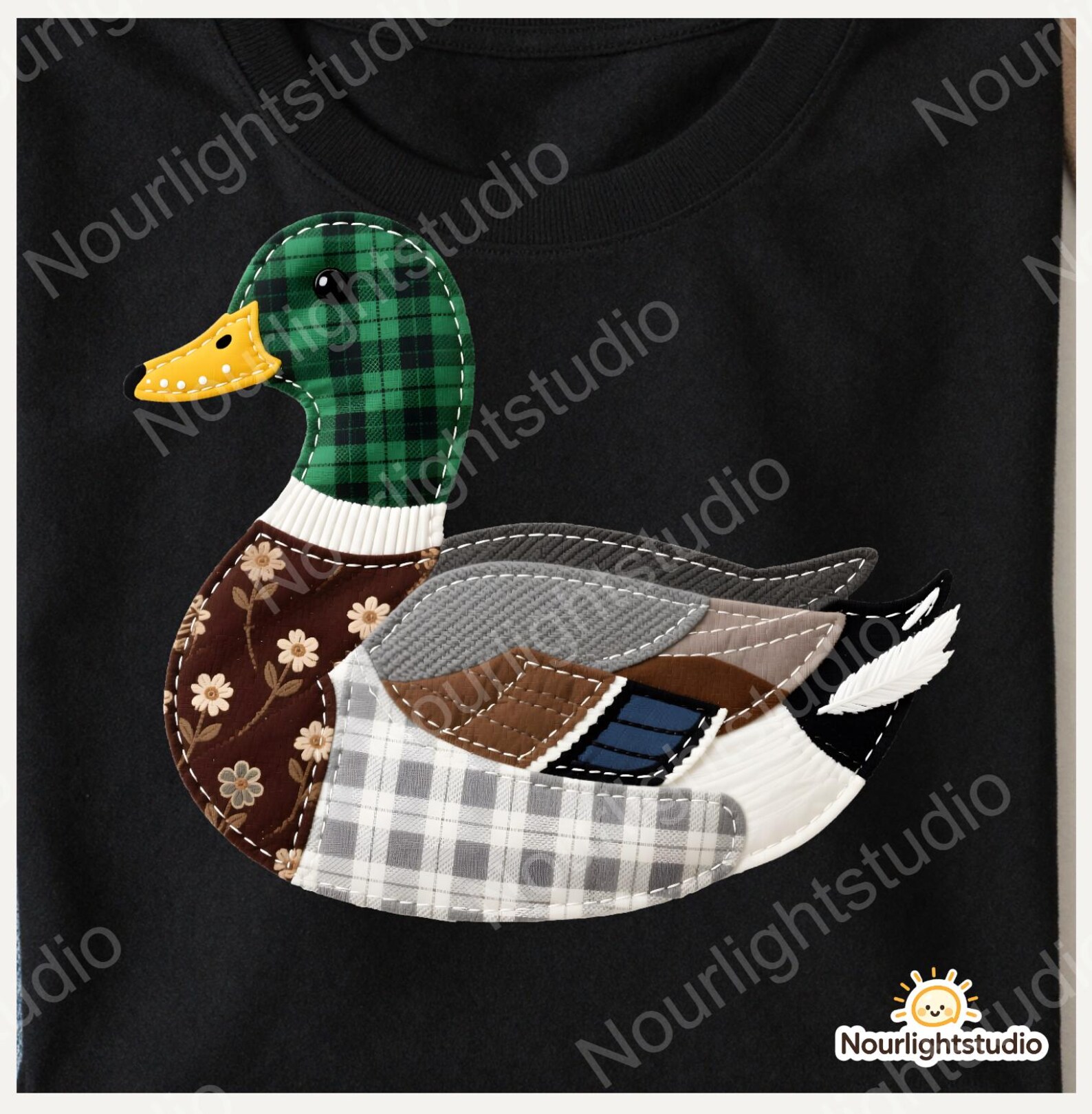 Patchwork Duck File PNG, Quilted Duck Design T Shirt, Craft Gift, Duck ...