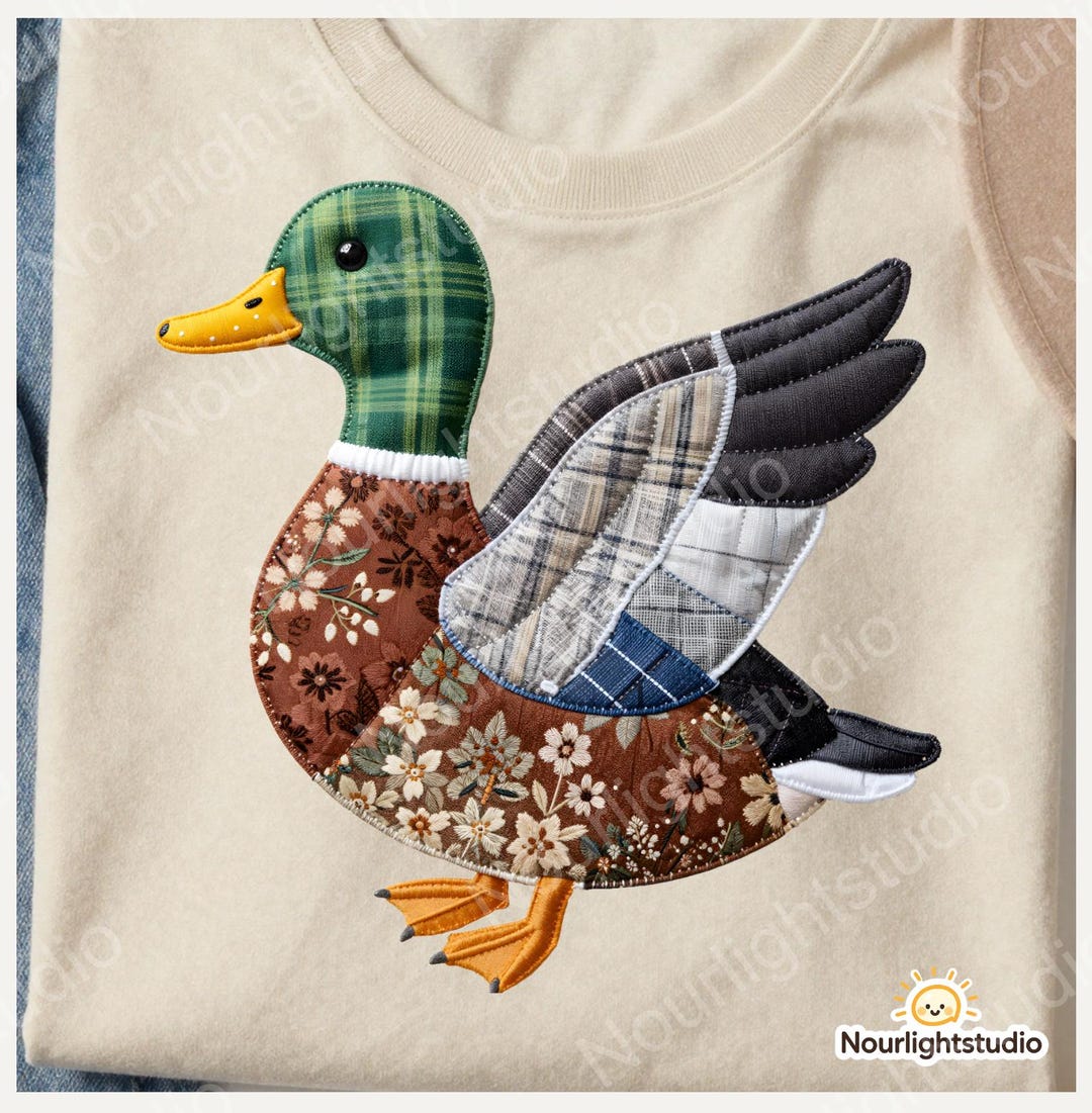 Patchwork Duck File PNG, Quilted Duck Design T Shirt, Craft Gift, Duck ...