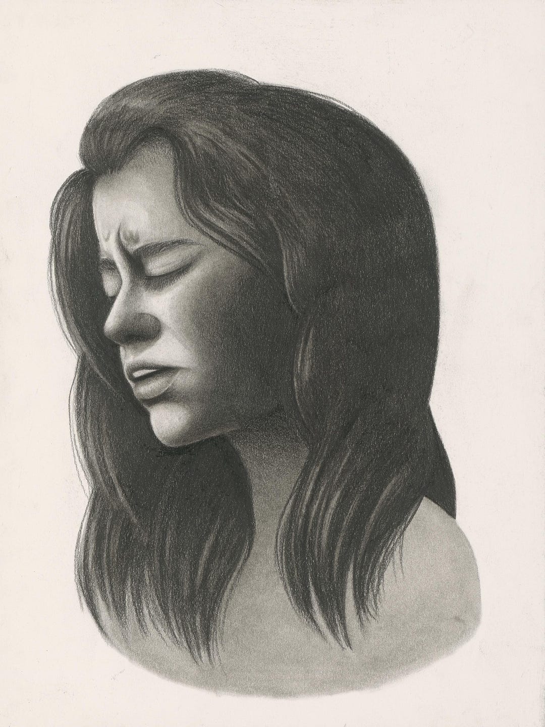 Quiet Ache – Emotional Graphite Portrait Drawing (9x12) | Original ...