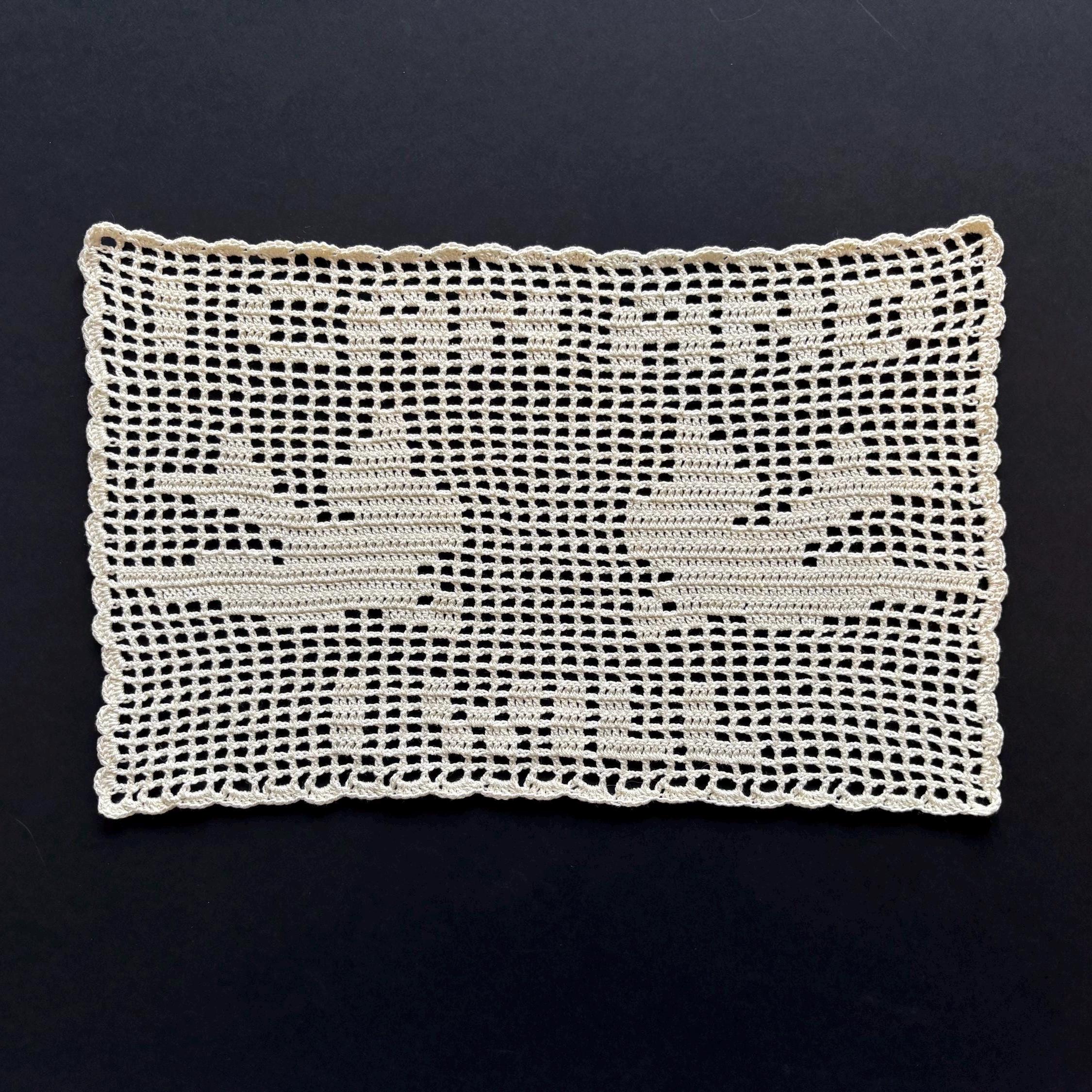 Handmade Filet Crochet Cream ‘I Can and I Will’ Symmetrical Bird ...