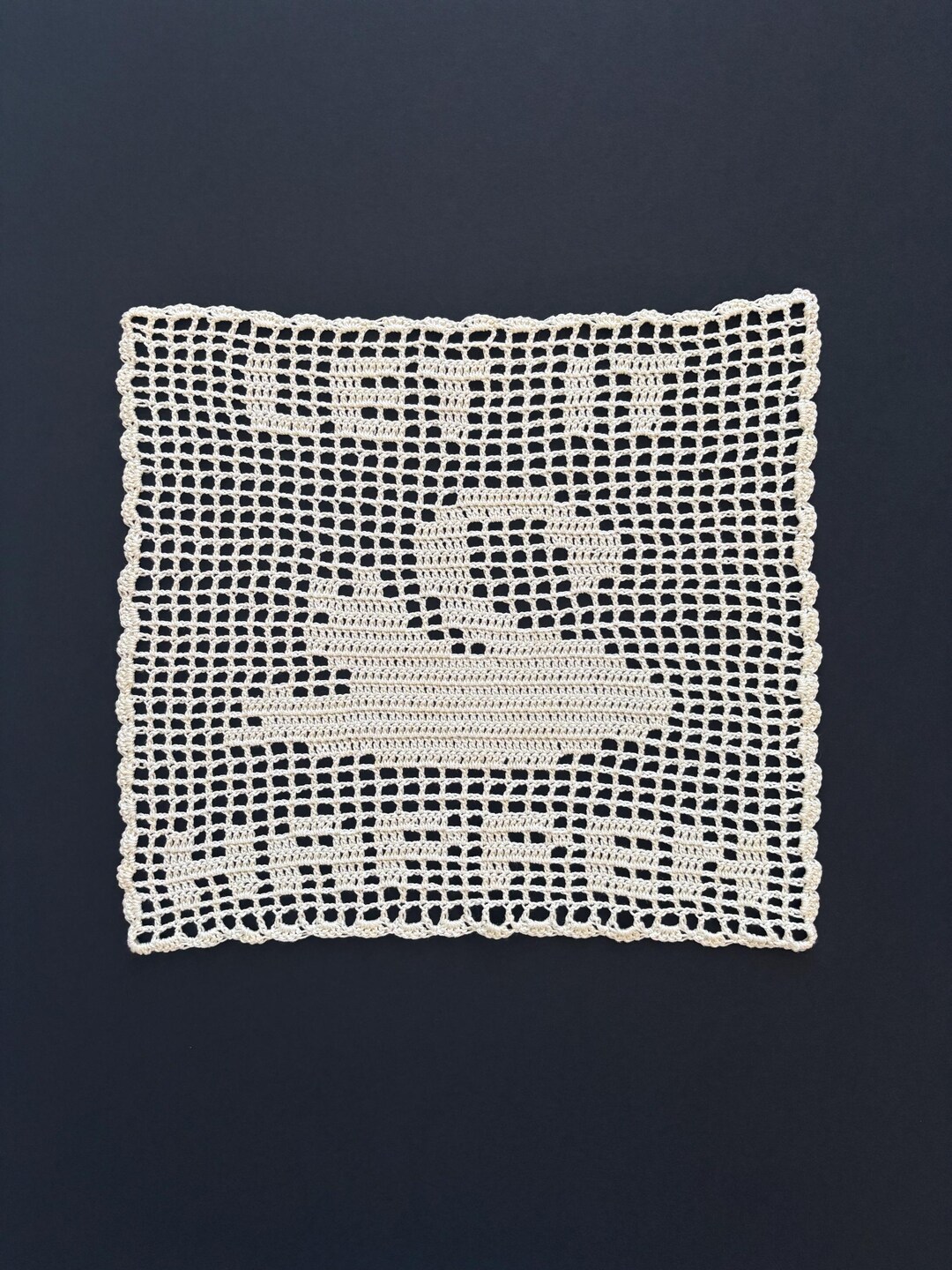 Handmade Filet Crochet Cream ‘let It Happen’ Swan Tapestry / Doily ...