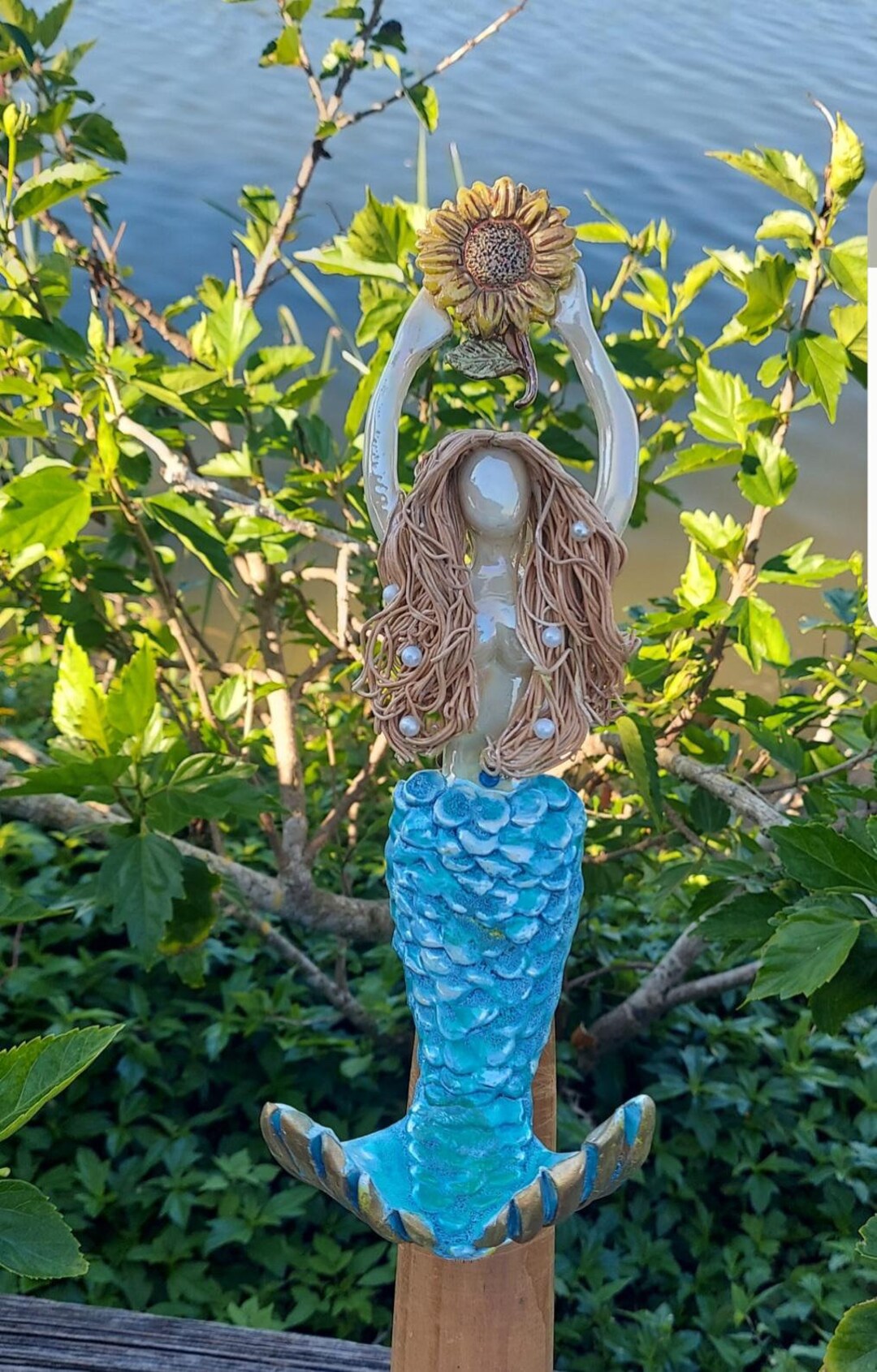 Mermaid Tree Topper Holding a Sunflower - Etsy