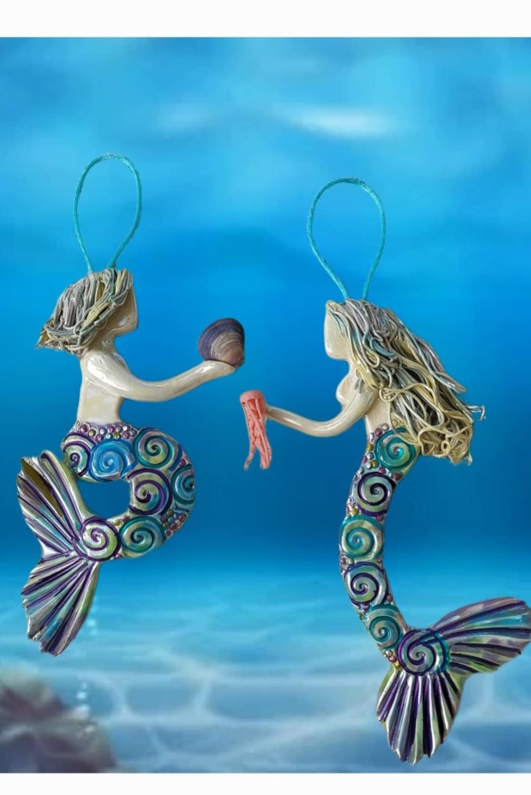 Merman and Mermaid Ornaments - Etsy