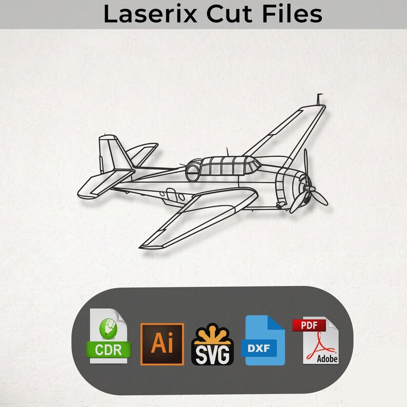 Grumman Tbm Avenger - Svg Dxf AI Pdf CDR EPS - Laser Cut Aviation Decor ...