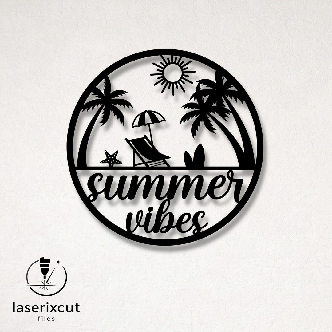Summer Beach Laser Cut Vector Design – SVG, DXF, Ai, Pdf Files for ...