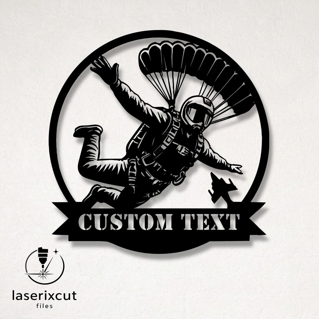 Custom Skydiving SVG, Parachute Name Sign, Extreme Sport Laser Cut File ...