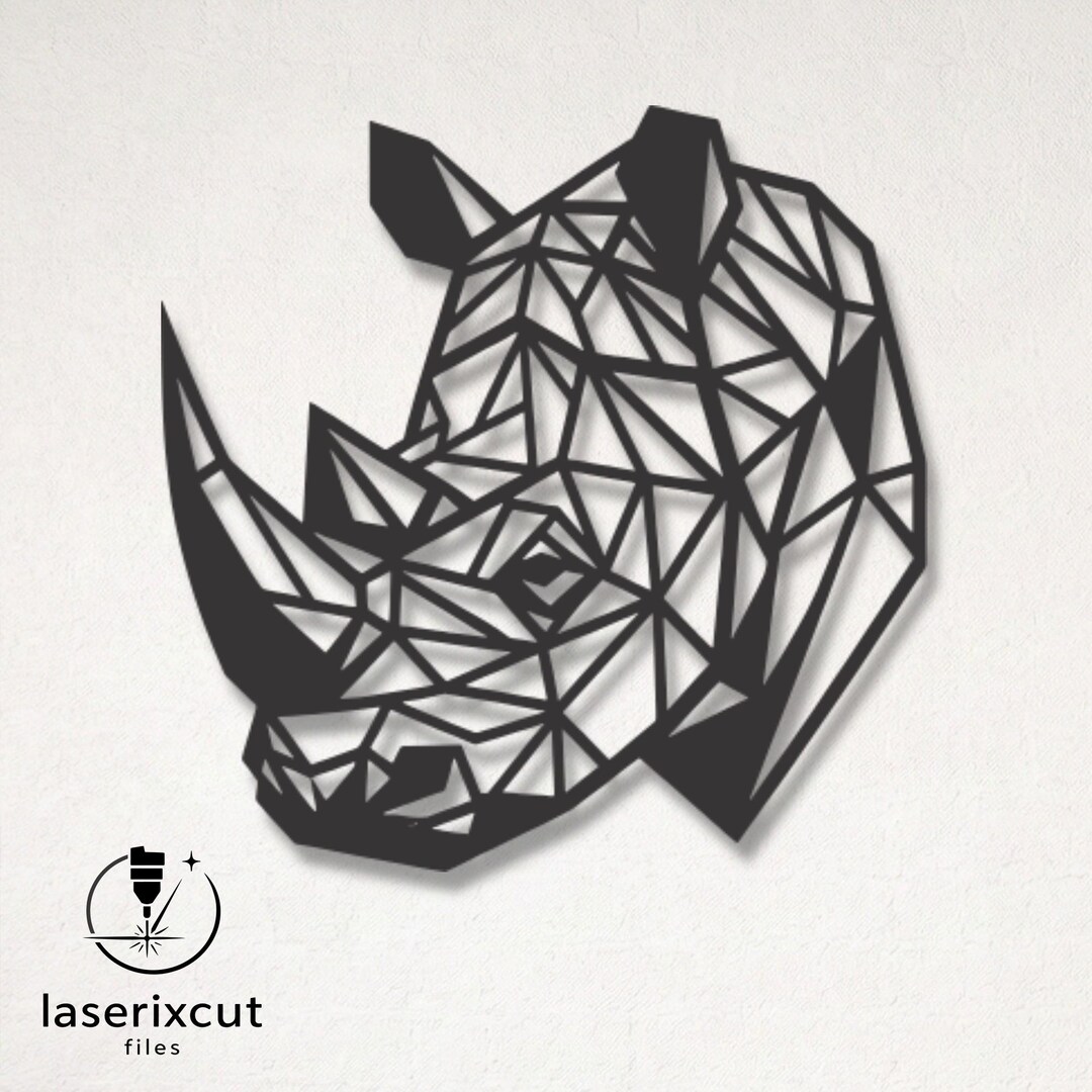 Geometric Rhino Laser Cut Vector Design – SVG, DXF, Ai, Pdf Files ...