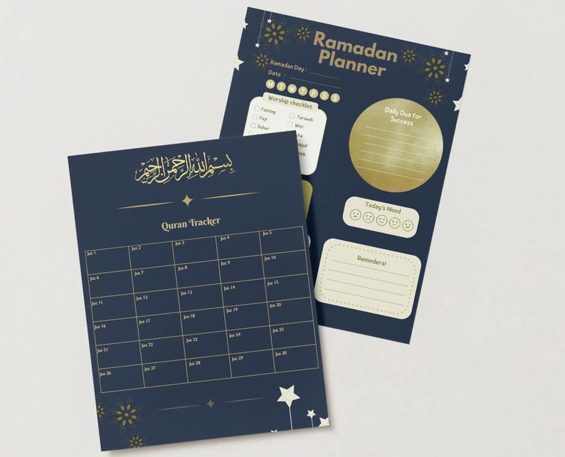 Ramadan Planner 2026 | Prayer, Quran Tracker | Navy & Gold (PDF ...