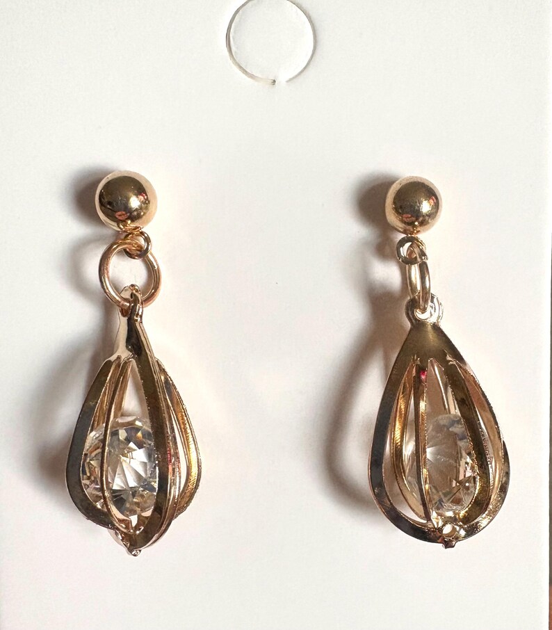 Soft Gold Teardrop Crystal Drop Earrings – Bridal Earrings, Champagne ...