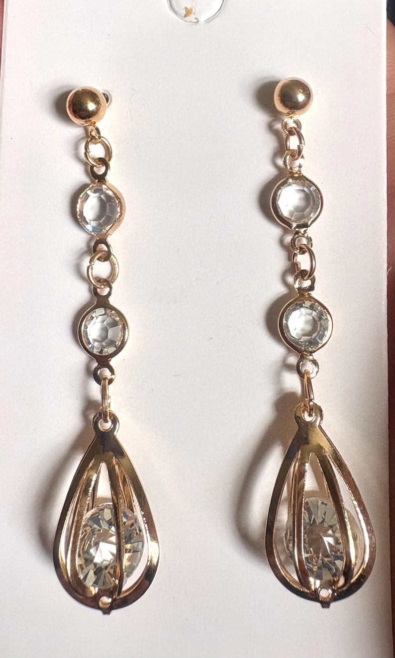 Soft Gold Teardrop Crystal Drop Earrings – Bridal Earrings, Champagne ...