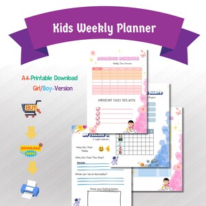 Kids Homework Planner Printable | Weekly School Organizer | PDF - Etsy