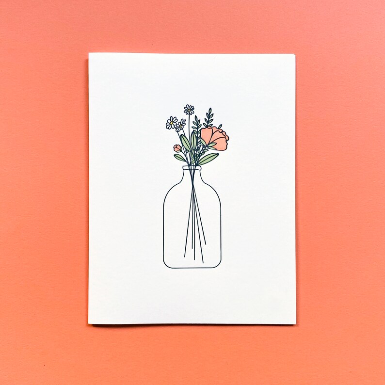 Flowers in a Vase Card - Etsy