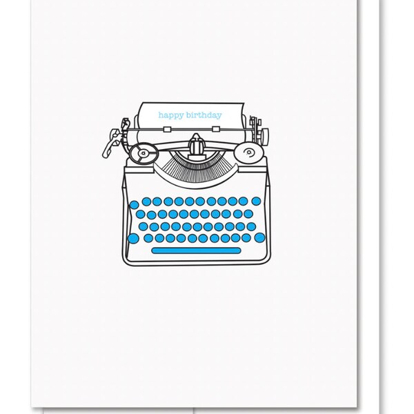 Typewriter Happy Birthday Card - Etsy