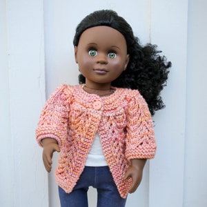 Doll Cardigan Hand Knitted in a Peach Colored Lace Pattern With 3/4 ...