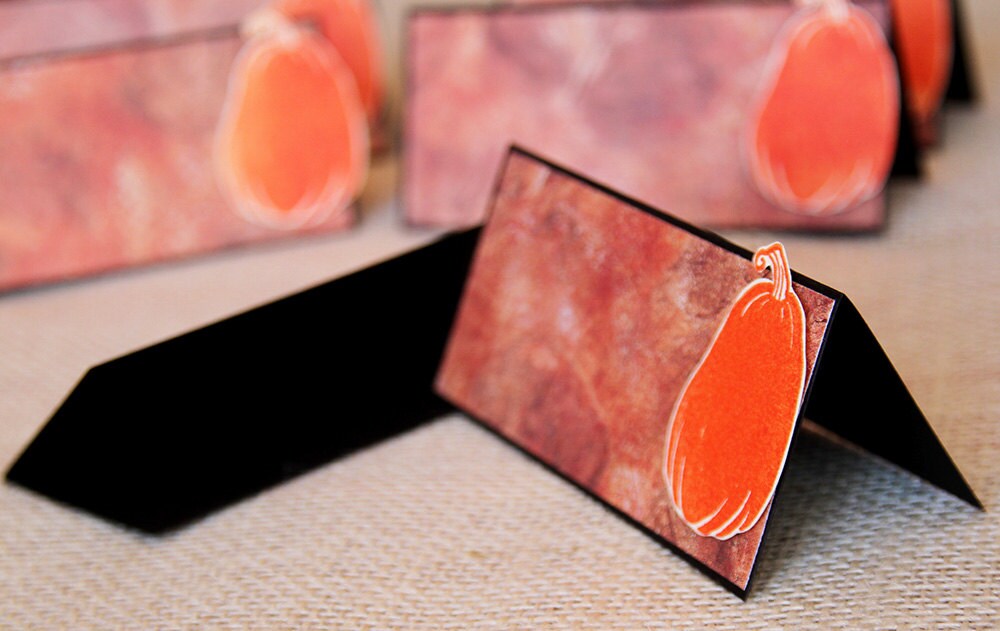 Autumn Pumpkin Place Cards for Thanksgiving and Fall Dinner | Etsy