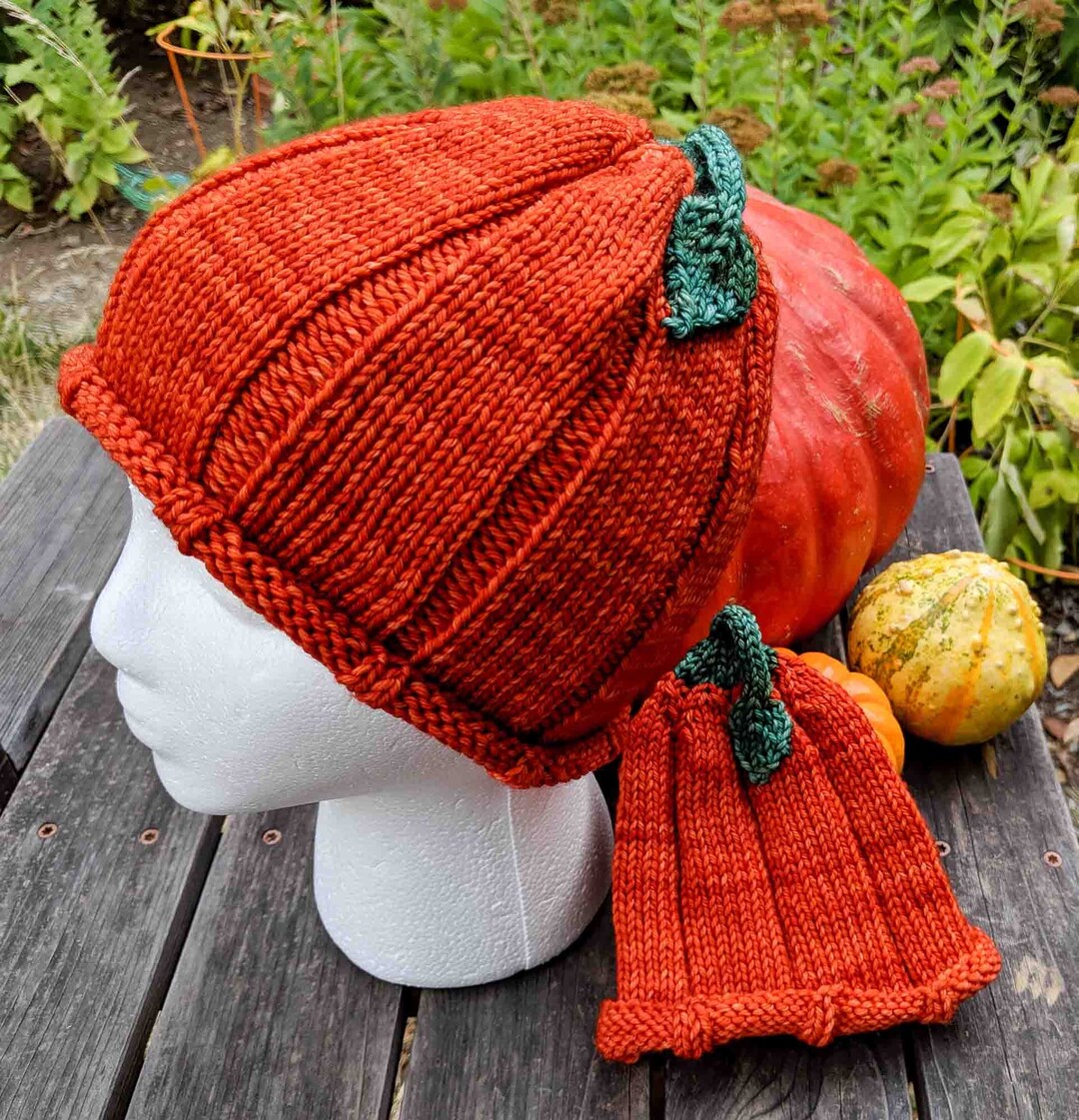 Pumpkin Hat in Five Sizes - Baby to Adult Sizes - Hand Knitted Beanie ...