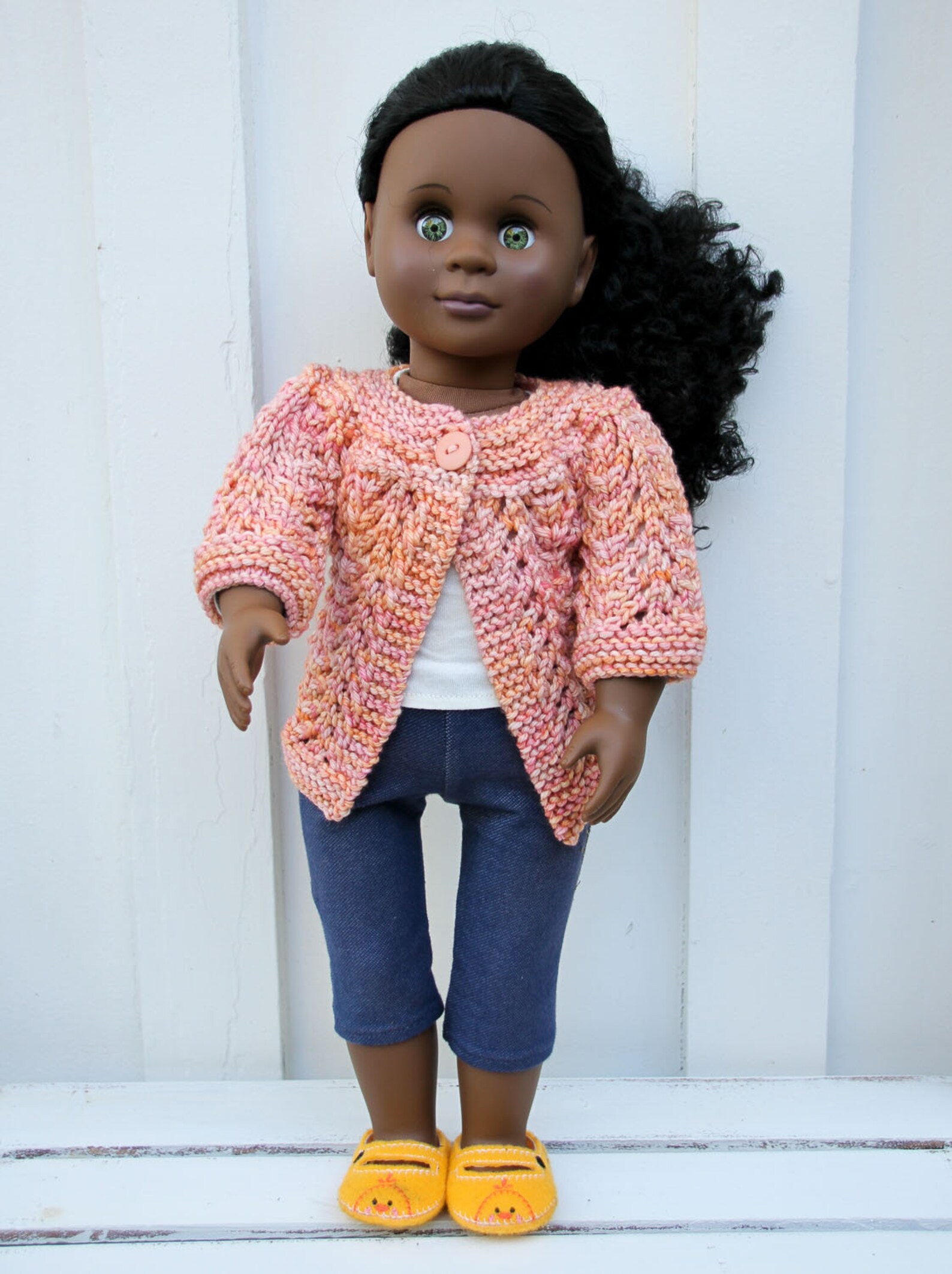 Doll Cardigan Hand Knitted in a Peach Colored Lace Pattern - Etsy