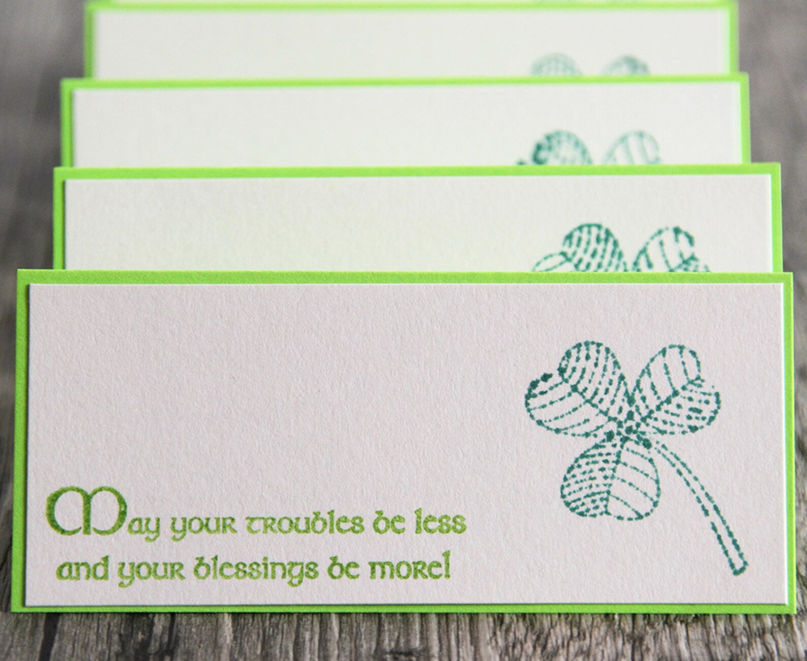 Shamrock Place Cards With Irish Blessing Set of Handmade - Etsy