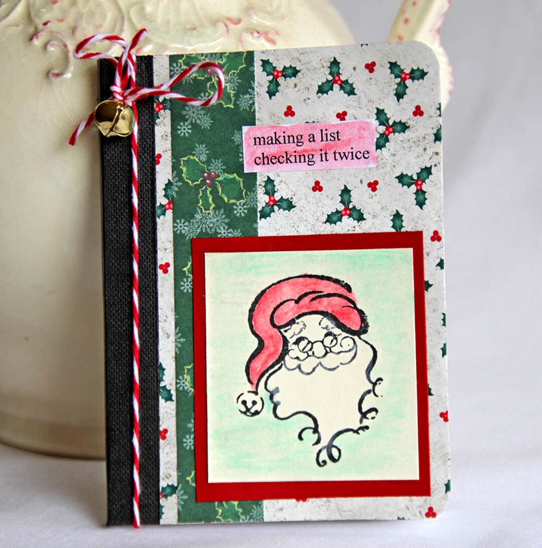 Santa's List Mini Notebook, Holiday Planner, Handmade Pocket Journal ...