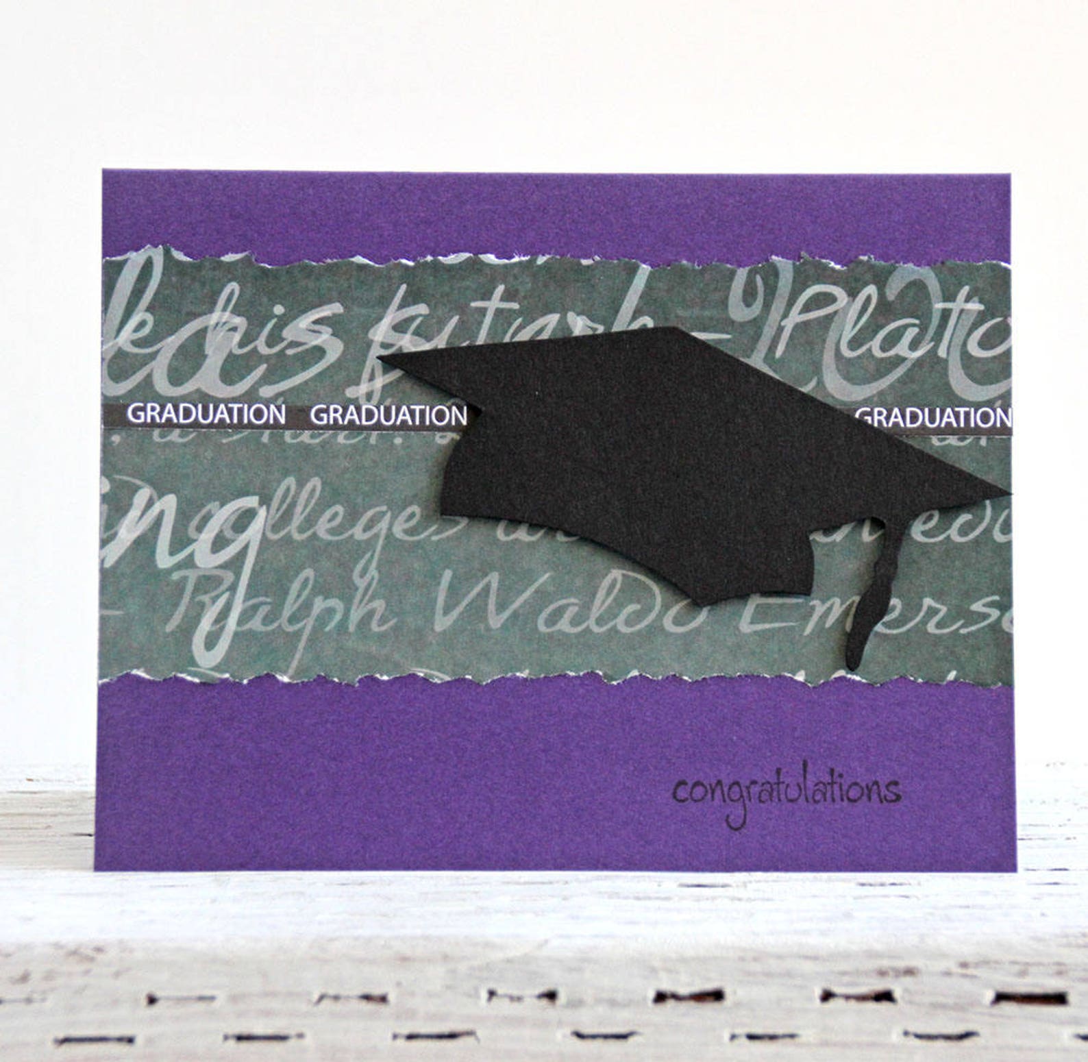 Graduation Congratulations Card in Purple and Black College | Etsy