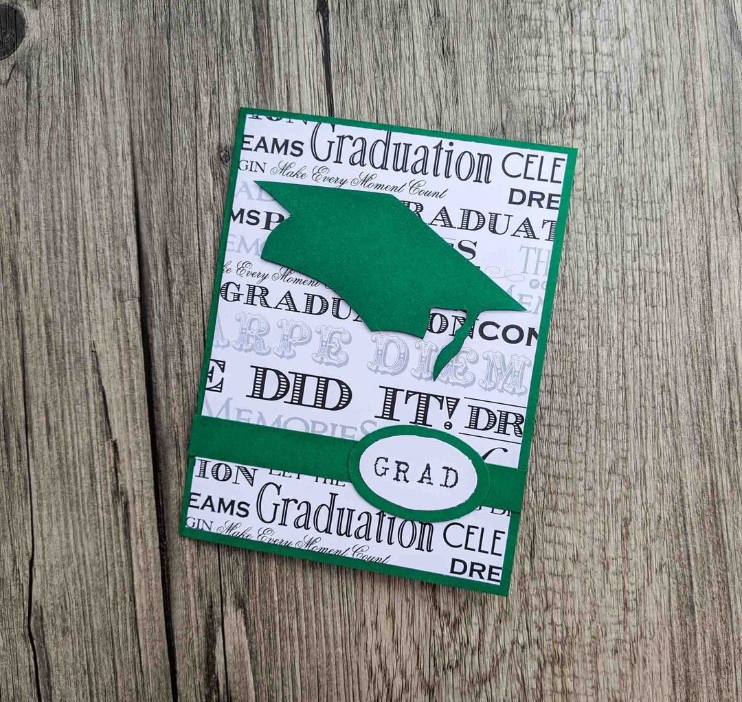 Graduation Card in Green and White for College and High School ...