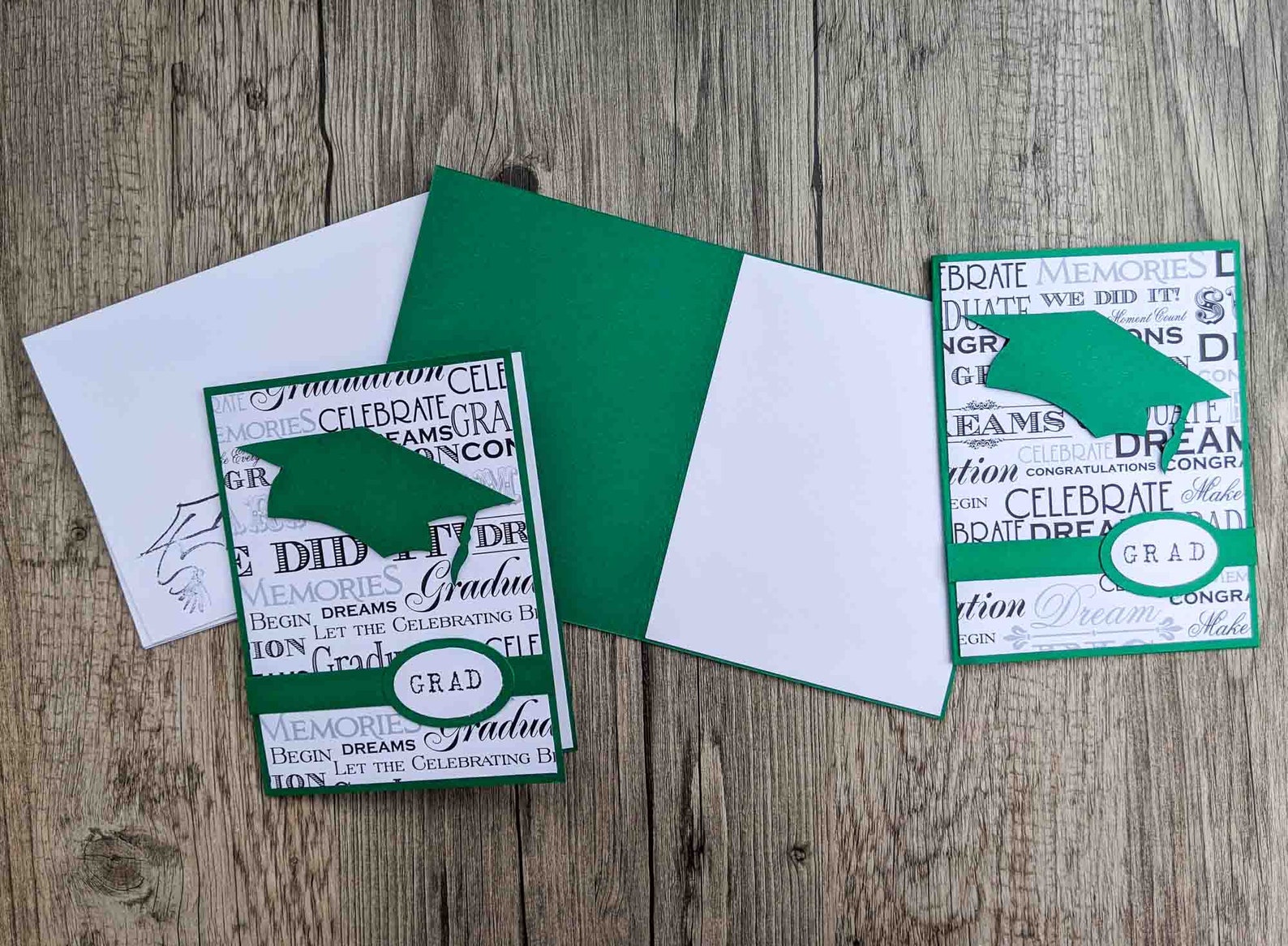 Graduation Card in Green and White for College and High School | Etsy