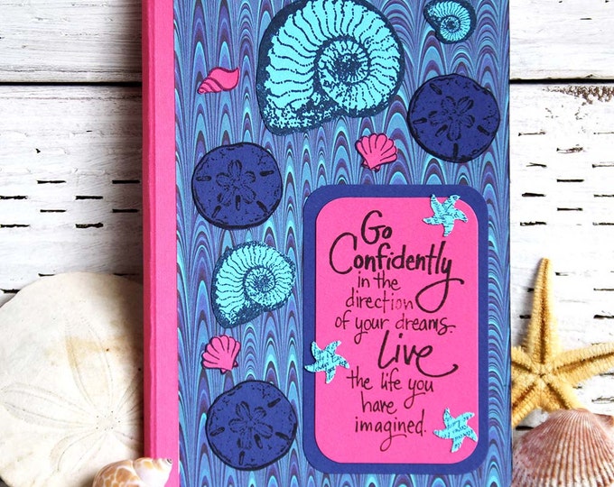Blue and Pink Seashells Journal With Inspirational Words Medium Sized ...
