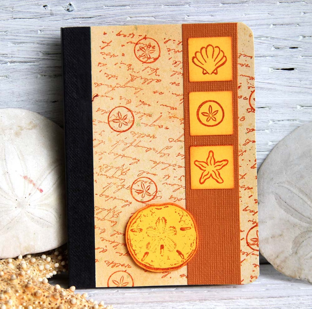 Sanddollar and Sea Shells Mini Journal Beach Journal in Warm Yellow and ...