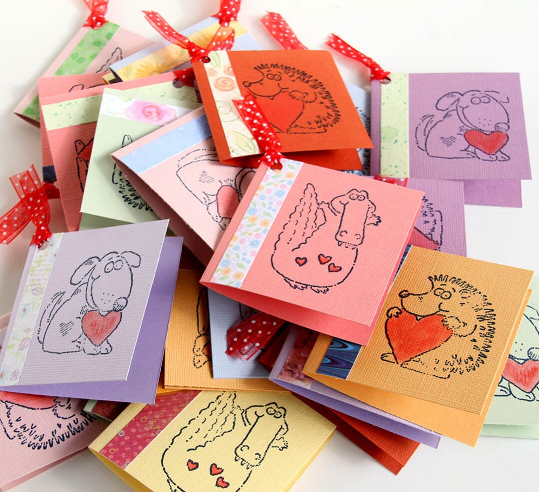 Animal Classroom Valentine Cards, Kids Valentines, Handmade Mini ...