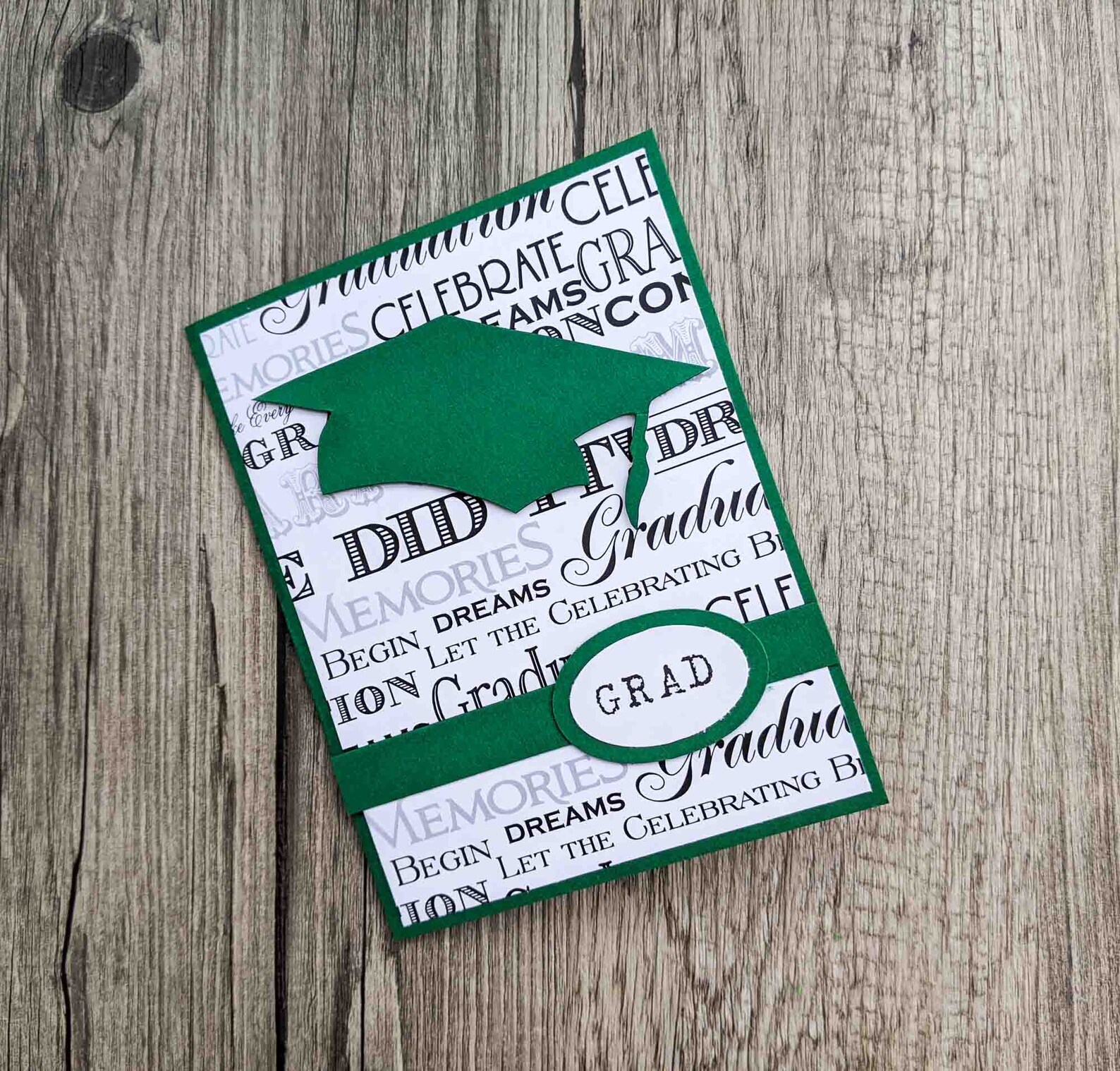 Graduation Card in Green and White for College and High School | Etsy