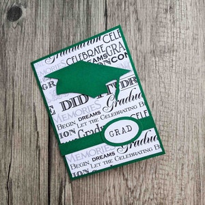 Graduation Card in Green and White for College and High School ...