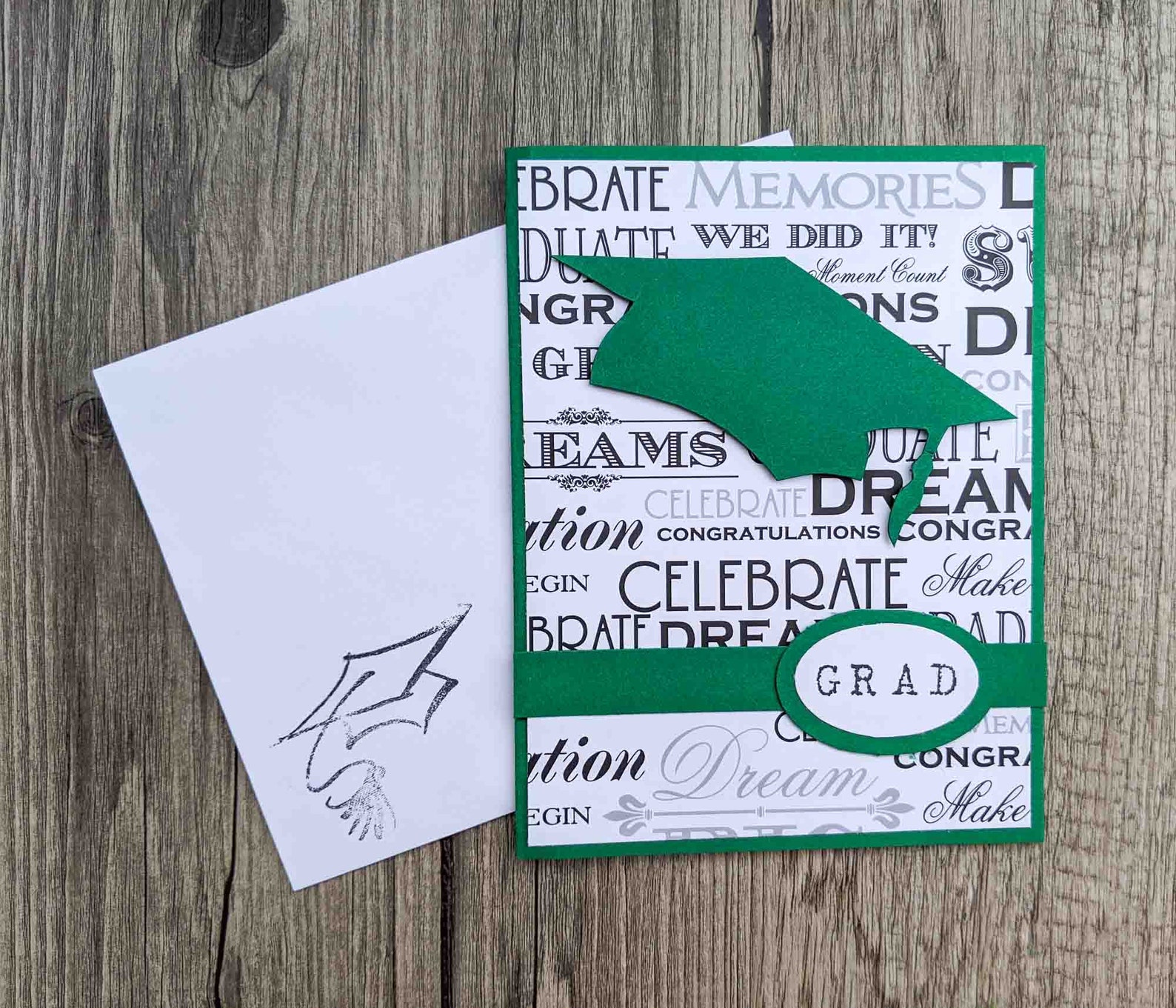 Graduation Card in Green and White for College and High School | Etsy