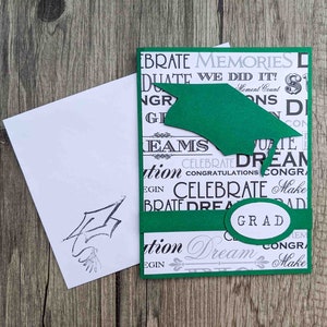 Graduation Card in Green and White for College and High School ...