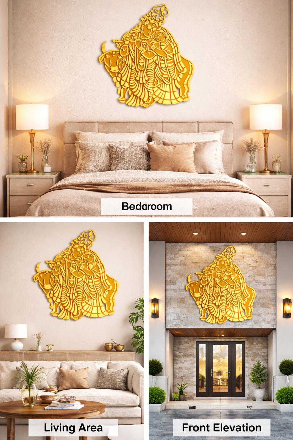 Radha Krishna Temple CNC Wall Art Design | Laser Cut File, Vector Panel ...