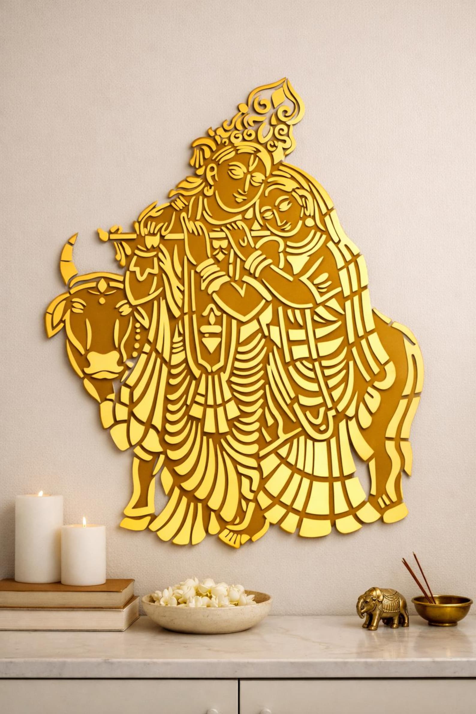 Radha Krishna Temple CNC Wall Art Design | Laser Cut File, Vector Panel ...