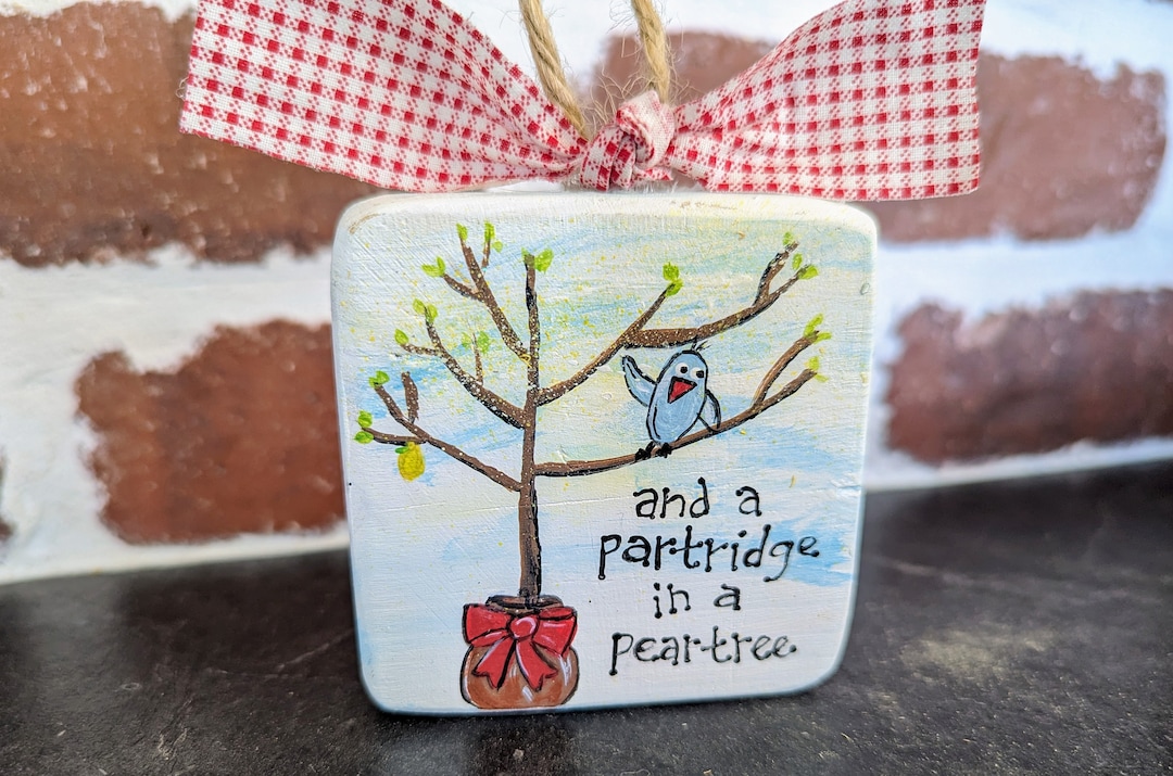 Cartoon Hand Painted Wood Partridge Pear Tree Ornaments Hand - Etsy