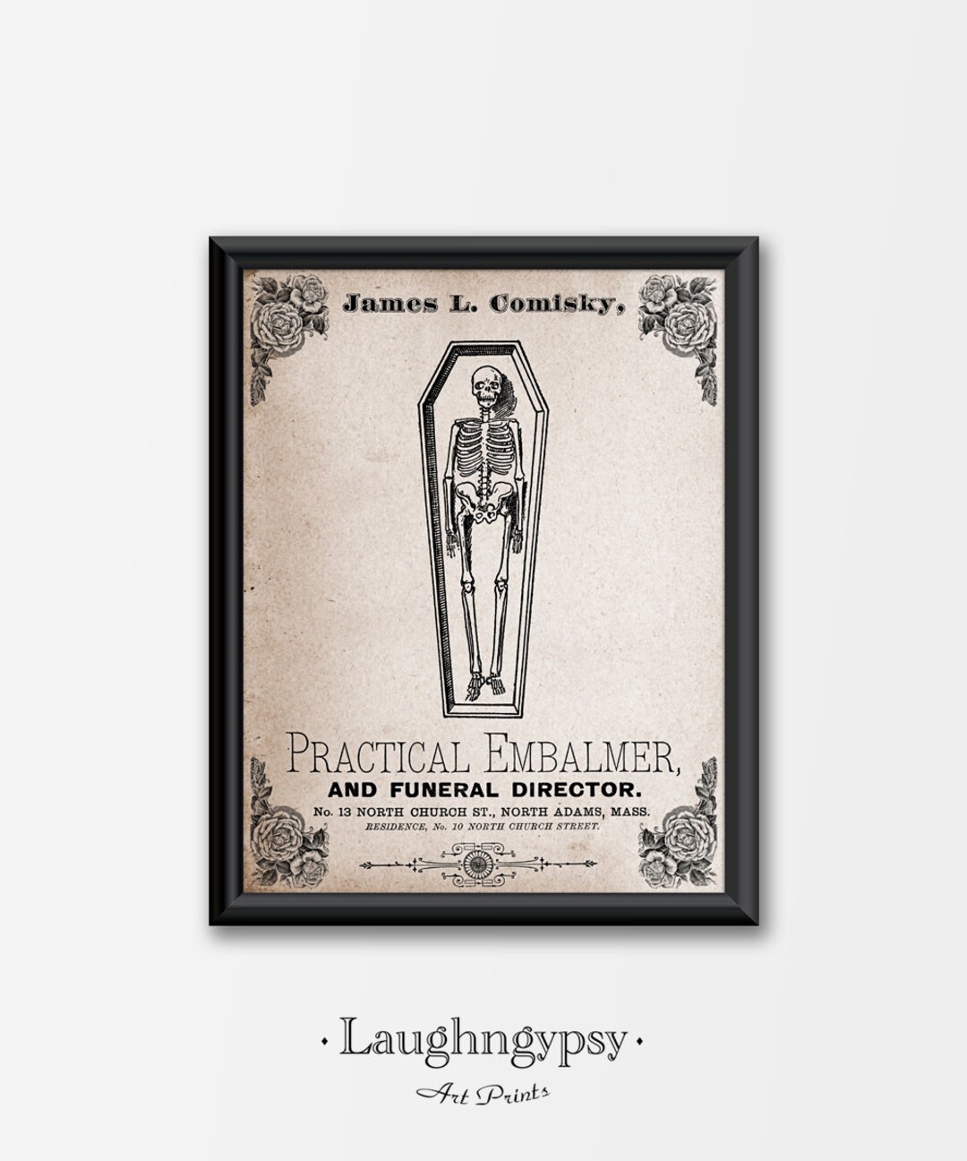 Coffin Skeleton Undertaker Embalmer Funeral Ad Giclee Art Print ...