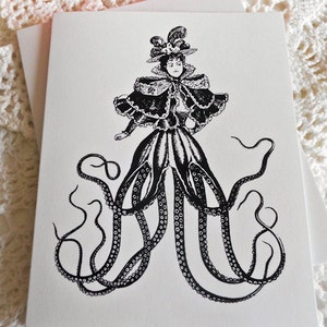 Lady Octopus Note Card Ocean Sea Blank Notecard or Oddity | Etsy