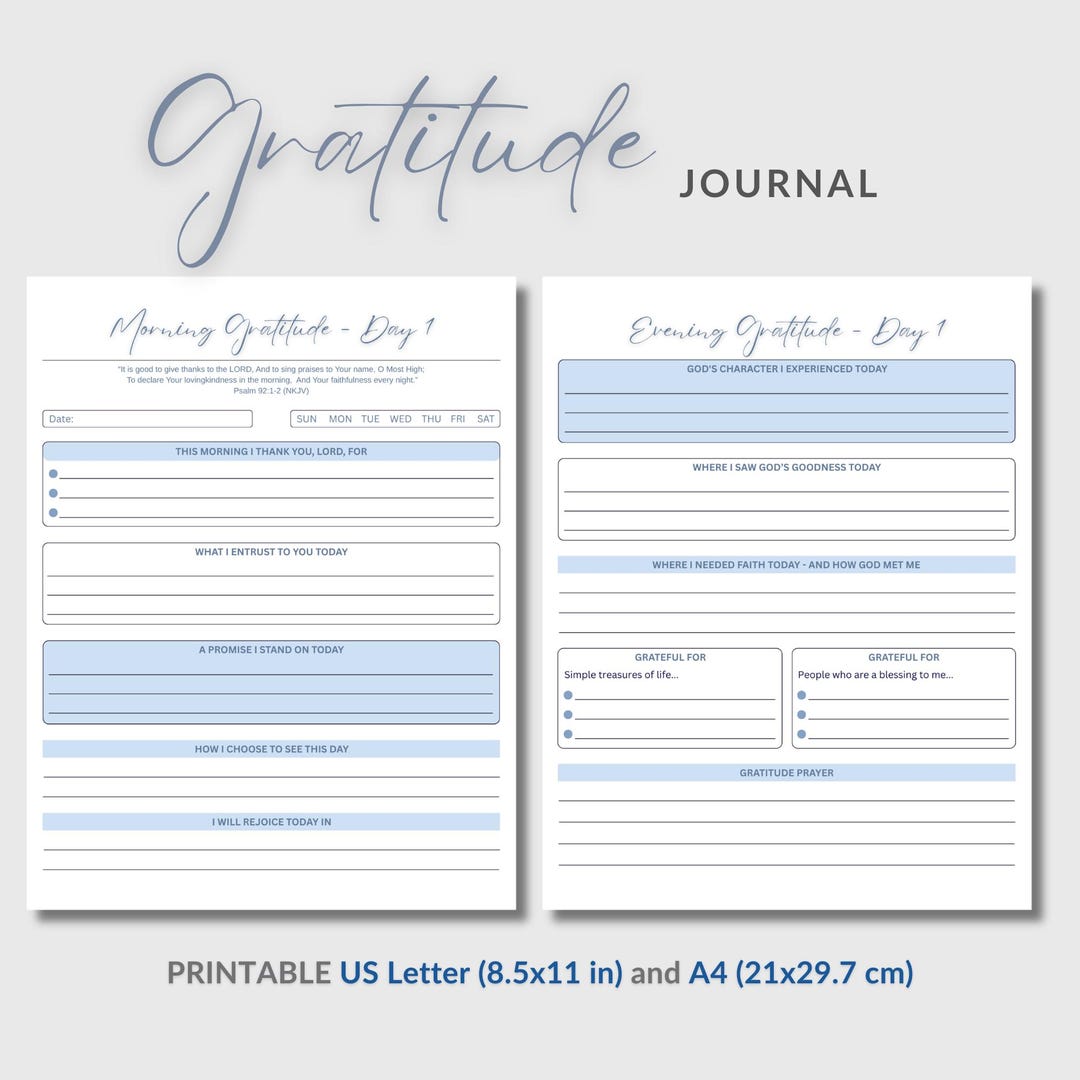 Printable Gratitude Journal | 30-day Christian Give Thanks & Reflection ...