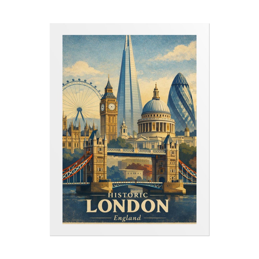 Vintage London Skyline Poster - UK Travel Wall Art - Etsy