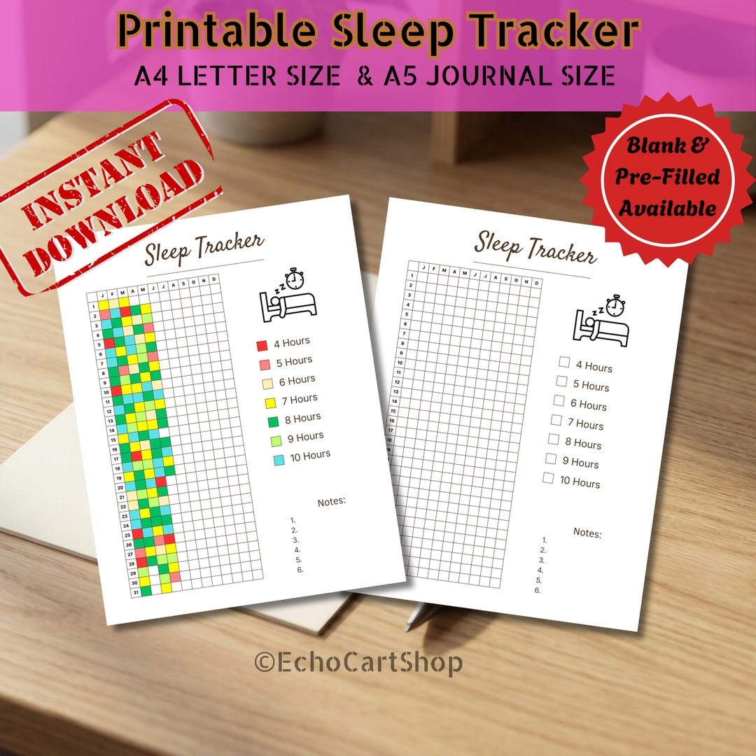 Yearly Sleep Tracker Printable | A4, A5 Rest Journal (digital Download ...