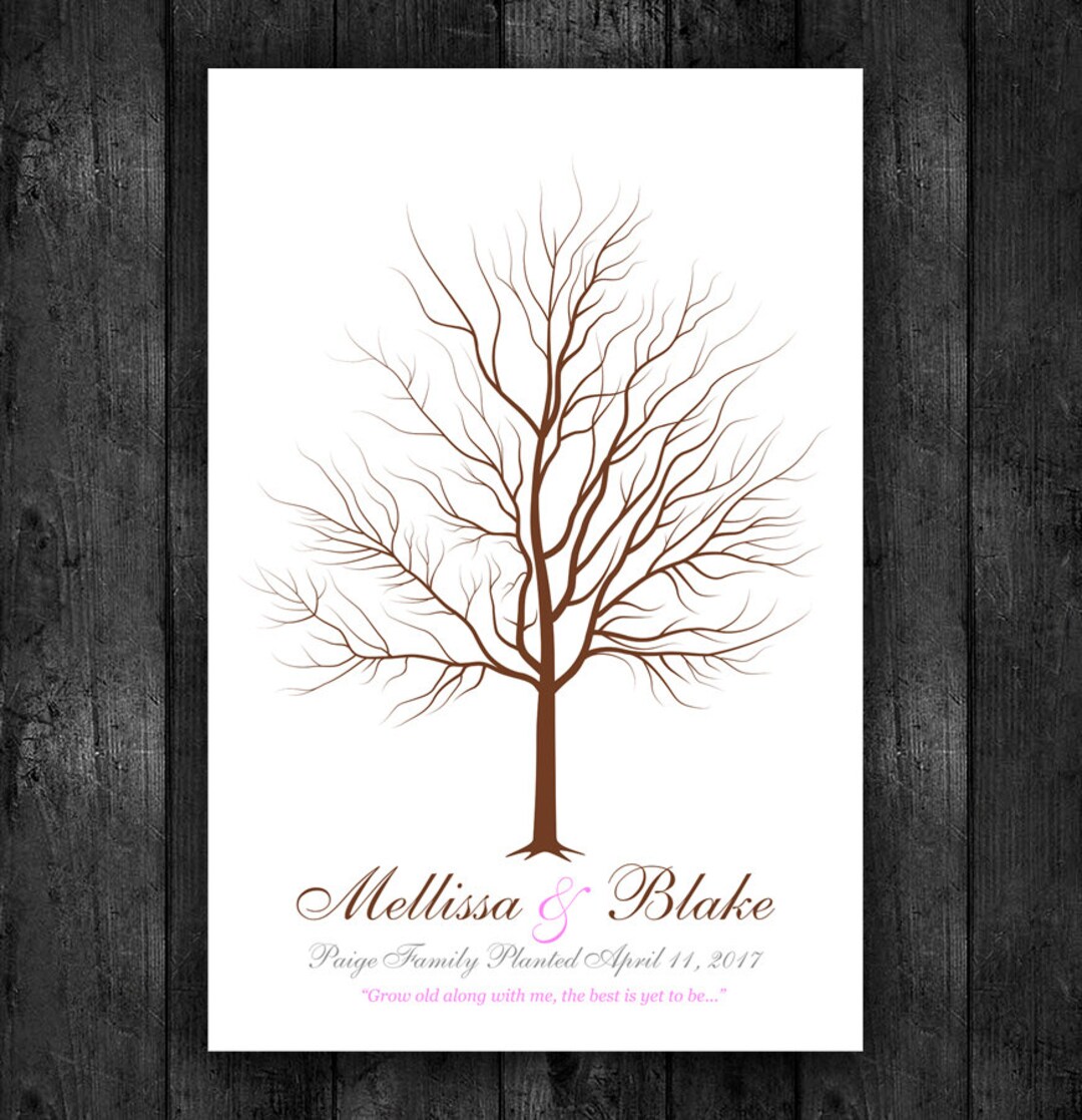 Digital THUMBPRINT TREE, Printable Wedding Tree Guest Book, Fingerprint ...