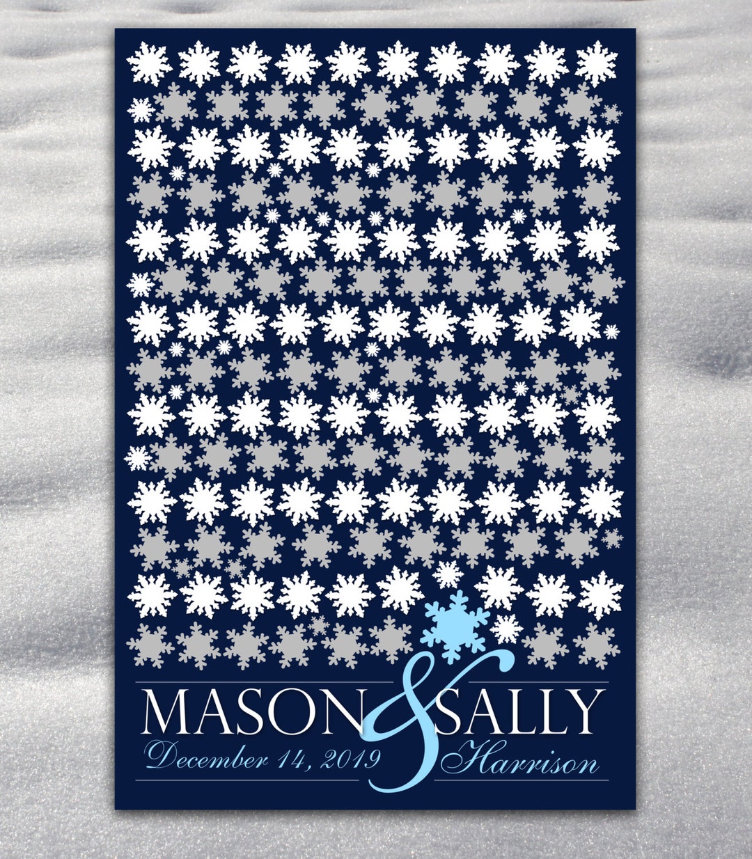 Winter Wedding Guest Book Poster: Snowflake Signature Art (20x30, 135 ...