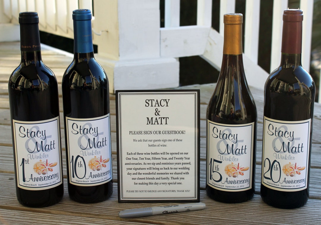 Custom Beach Labels, Beach Wedding Labels, Wine Bottle Guest Book Kit ...