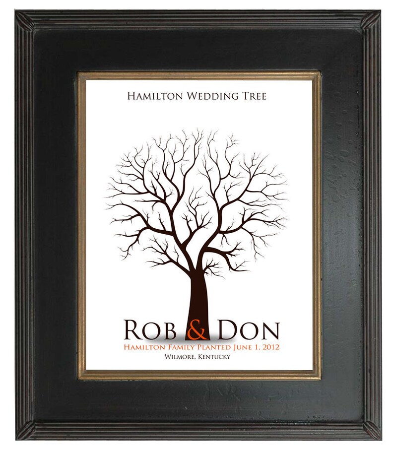 WEDDING FINGERPRINT GIFT Tree Thumbprint Tree Love Birds - Etsy