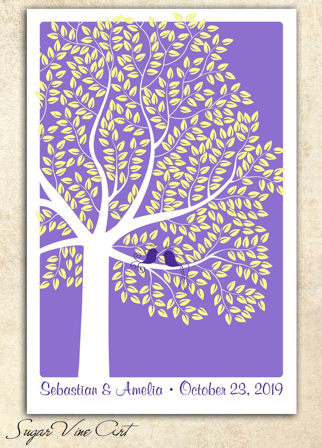 400 Plus Guests Signature GUEST TREE, Unique Wedding Guest Book, an ...