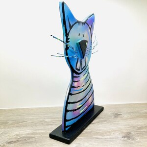 Heusso ORIGINAL Art 18 Blue Wooden Cat Stand Figure Bust SIGNED - Etsy