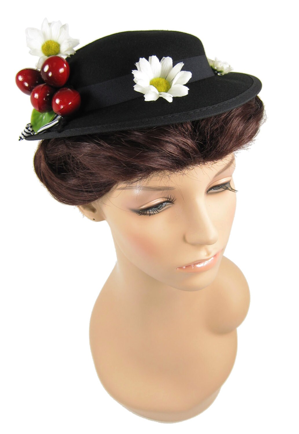 Mary Poppins Costume Hat with Cherries and Daisies | Etsy