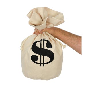 Large Canvas Money Loot Bag With Dollar Sign Prop Candy Bag - Etsy