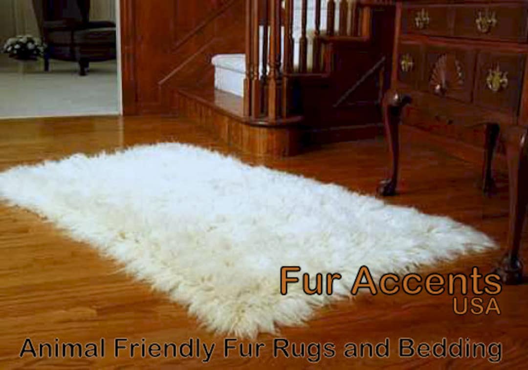 Soft Faux Fur Polar Bear Skin Pelt Rug Rectangular Bear Skin Faux Sheep ...